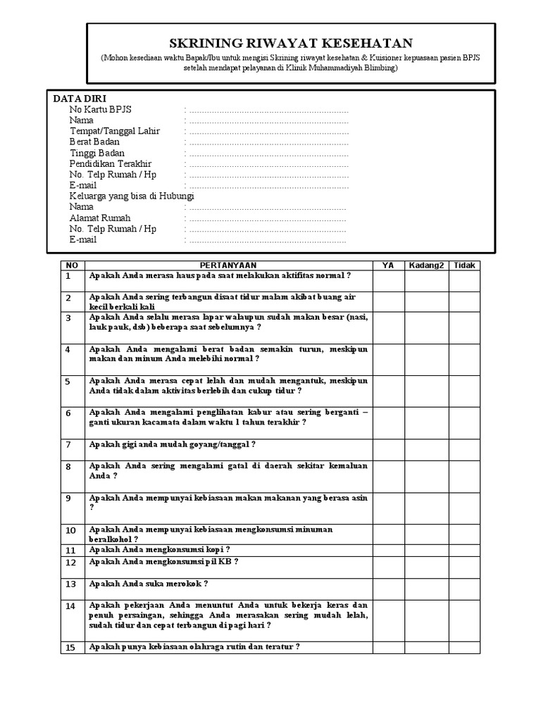 Form Skrining WTA | PDF