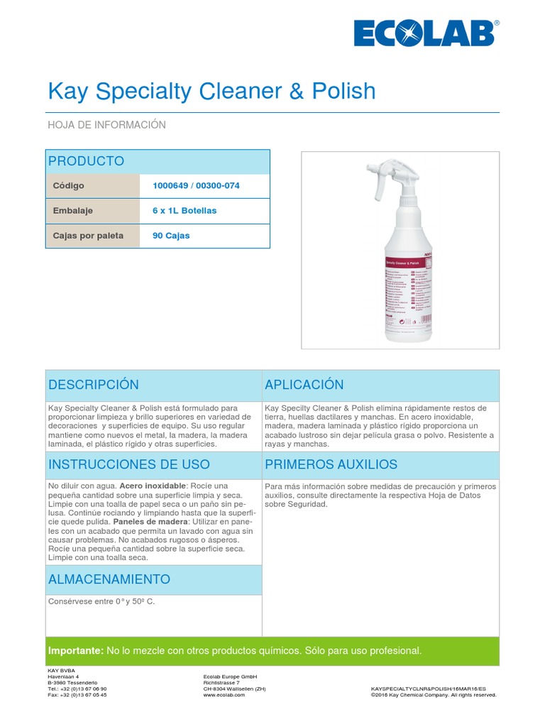 IS ES Kay Specialty Cleaner + Polish 1000649 | PDF