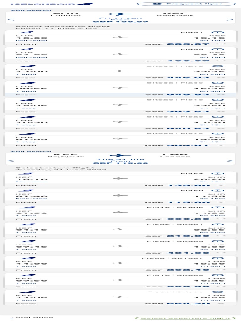 Icelandair - Select Your Flights | PDF | Airlines
