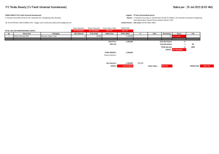 PO No. 001-HCK-FANDIUNIVERSAL 230725 | PDF