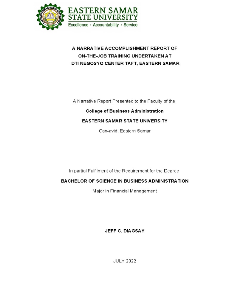 Narrative Report Template For BSBA | PDF