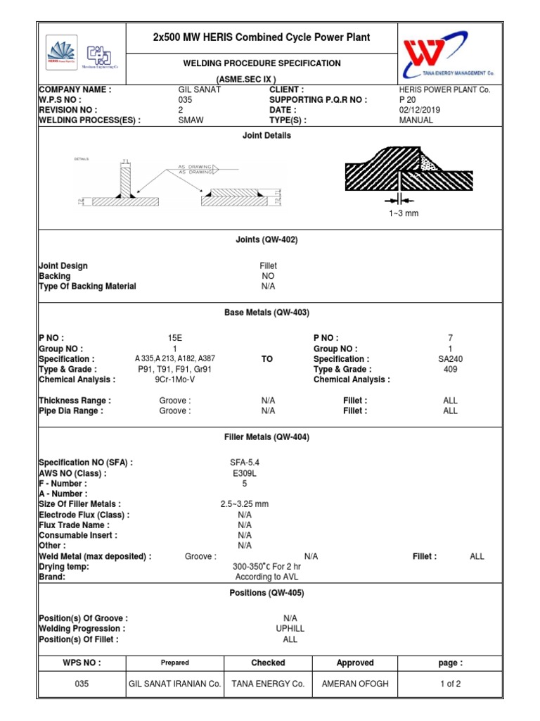 WPS-035 - (Pno.15e To Pno.7) - 2 | PDF | Welding | Construction