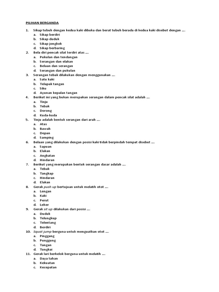 SOAL PJOK Kelas IV Semester 2 | PDF | Olahraga & Rekreasi