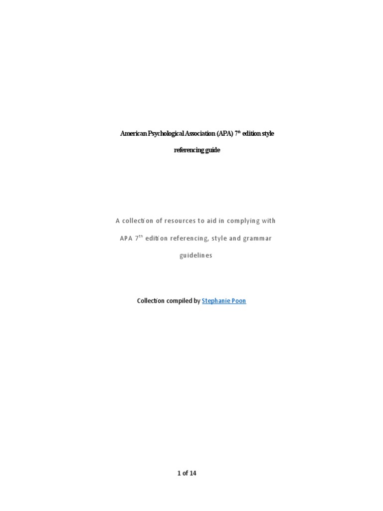 APA 7th Edition Referencing Guide | PDF