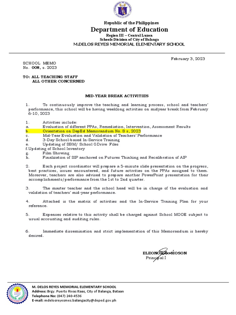Training Plan Deped Memo 008 s.2023 | PDF