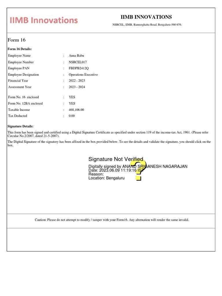 Form 16-2022-2023 | PDF