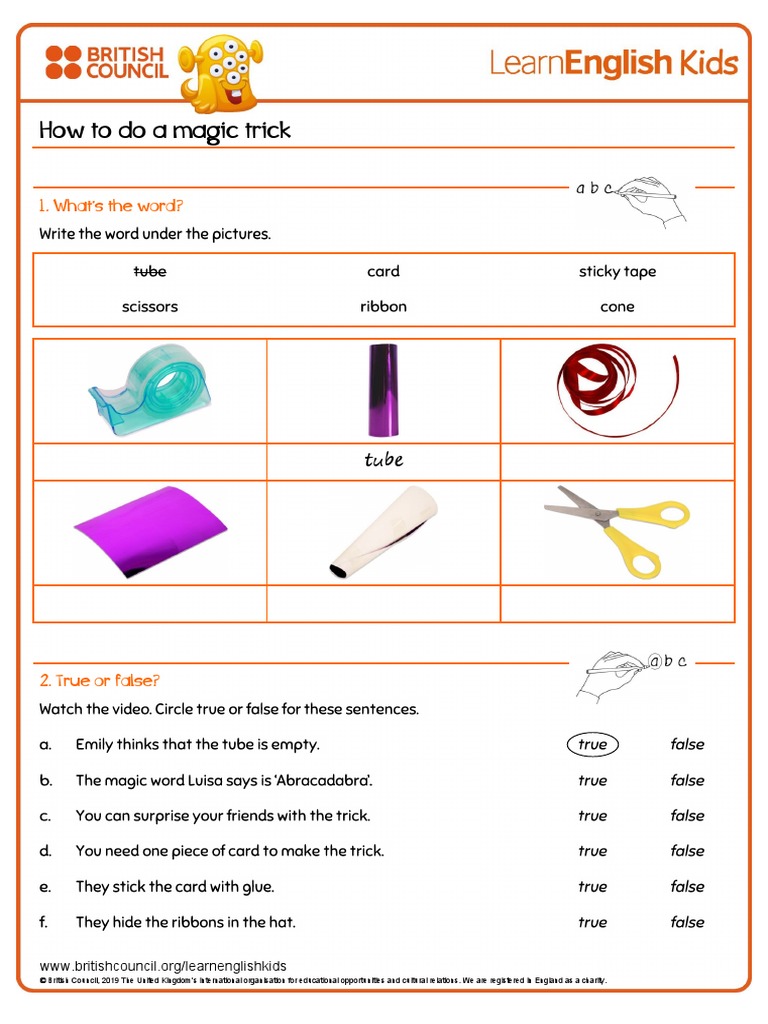 How To Do A Magic Trick Worksheet | PDF