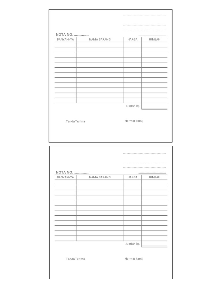 Nota Warung | PDF