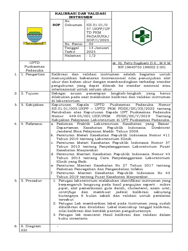 SOP Kalibrasi Dan Validasi Instrumen | PDF