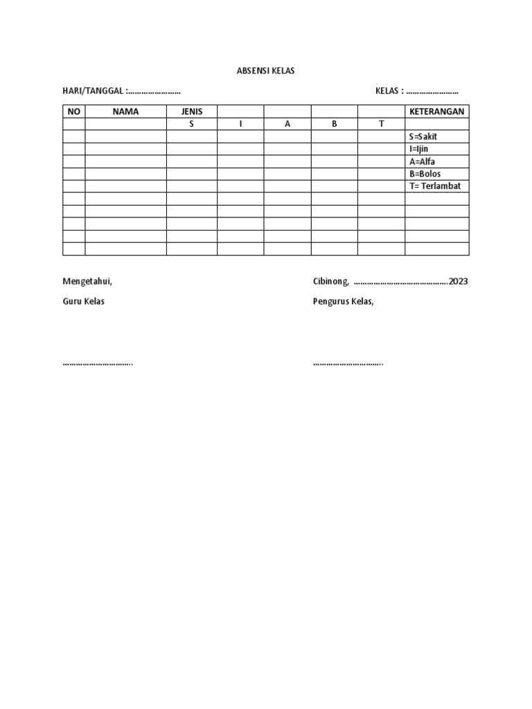 ABSENSI KELAS | PDF
