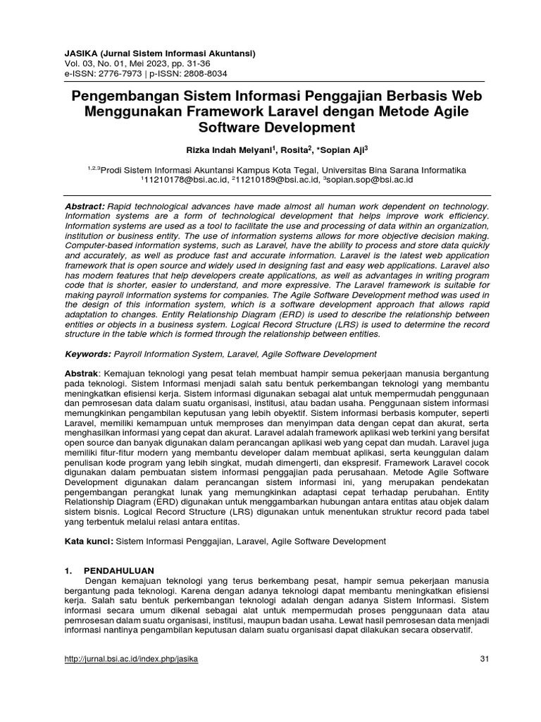 Pengembangan Sistem Informasi Penggajian Berbasis Web Menggunakan Framework Laravel Dengan ...