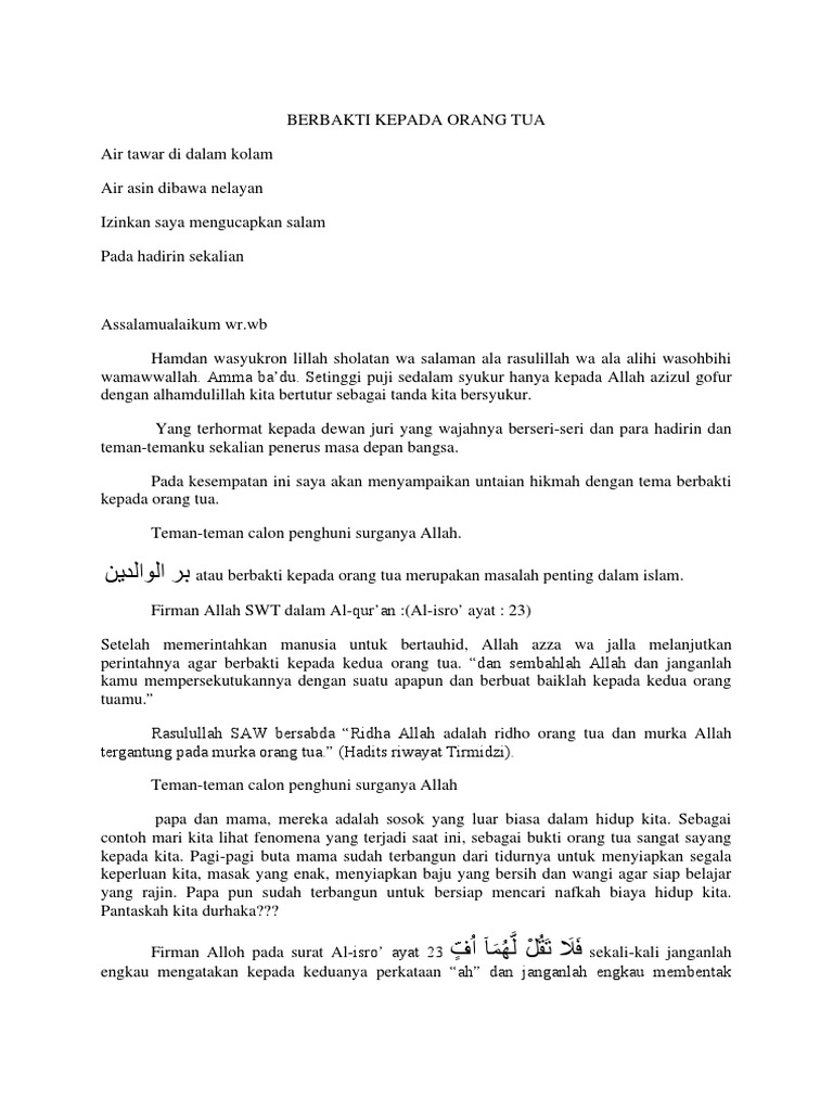 Berbakti Kepada Orang Tua | PDF