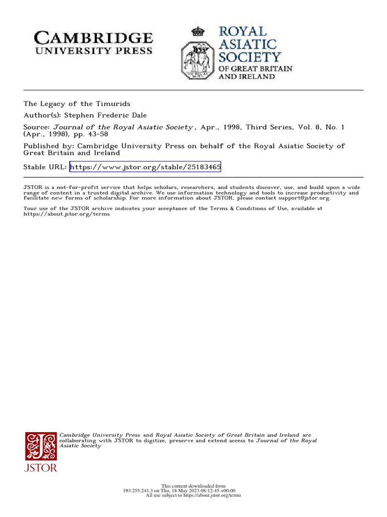 Timurid Legacy and Influence | PDF | Mughal Empire