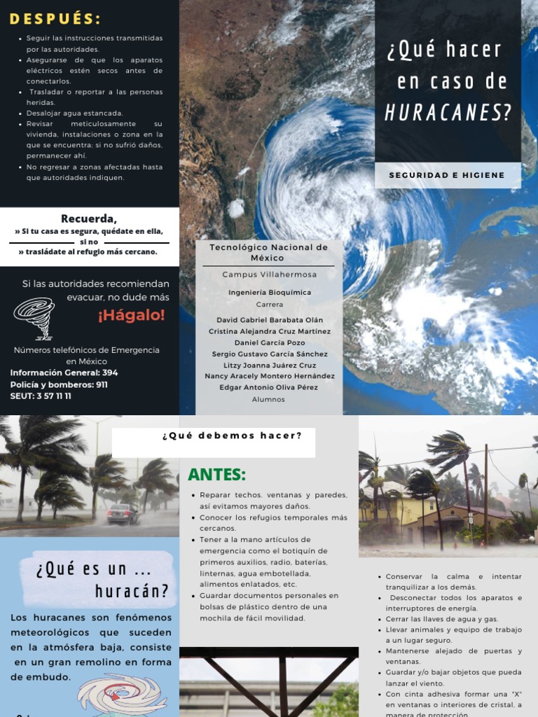 Tríptico Huracán | PDF | Ciclones tropicales | Eventos naturales
