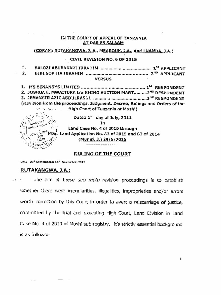 Rutakangwa Ja Execution Decree Proper Procedures Sale | PDF | Lawsuit ...