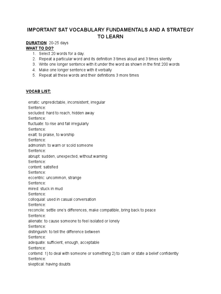 Fast SAT Vocabulary Memorization Guide | PDF | Knowledge | Cognition