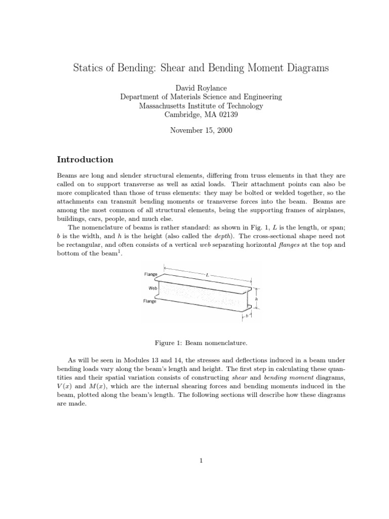 Statics of Bending Shear and Bending Moment Diagrams | PDF | Bending ...