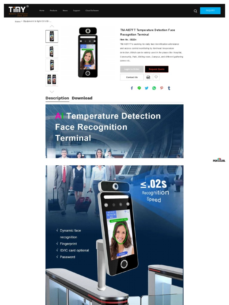 WWW - Sztimmy - Net - Products - TM Ai07ft Temperature Detection Face Recognition Terminal 204 | PDF