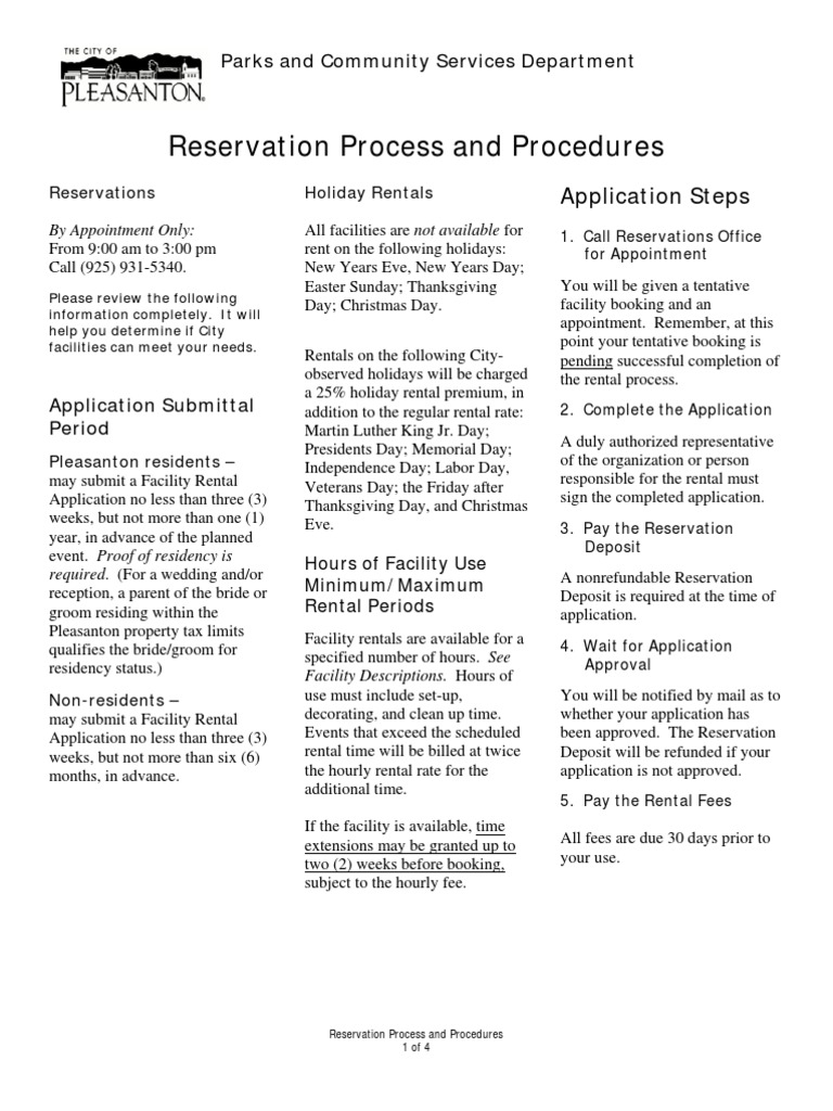 Reservation Process and Procedures: Application Steps | Download Free ...