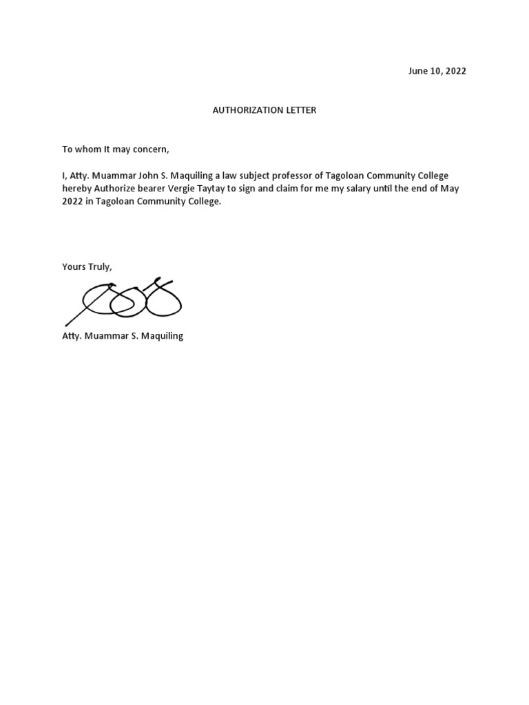 Authorization Letter | PDF