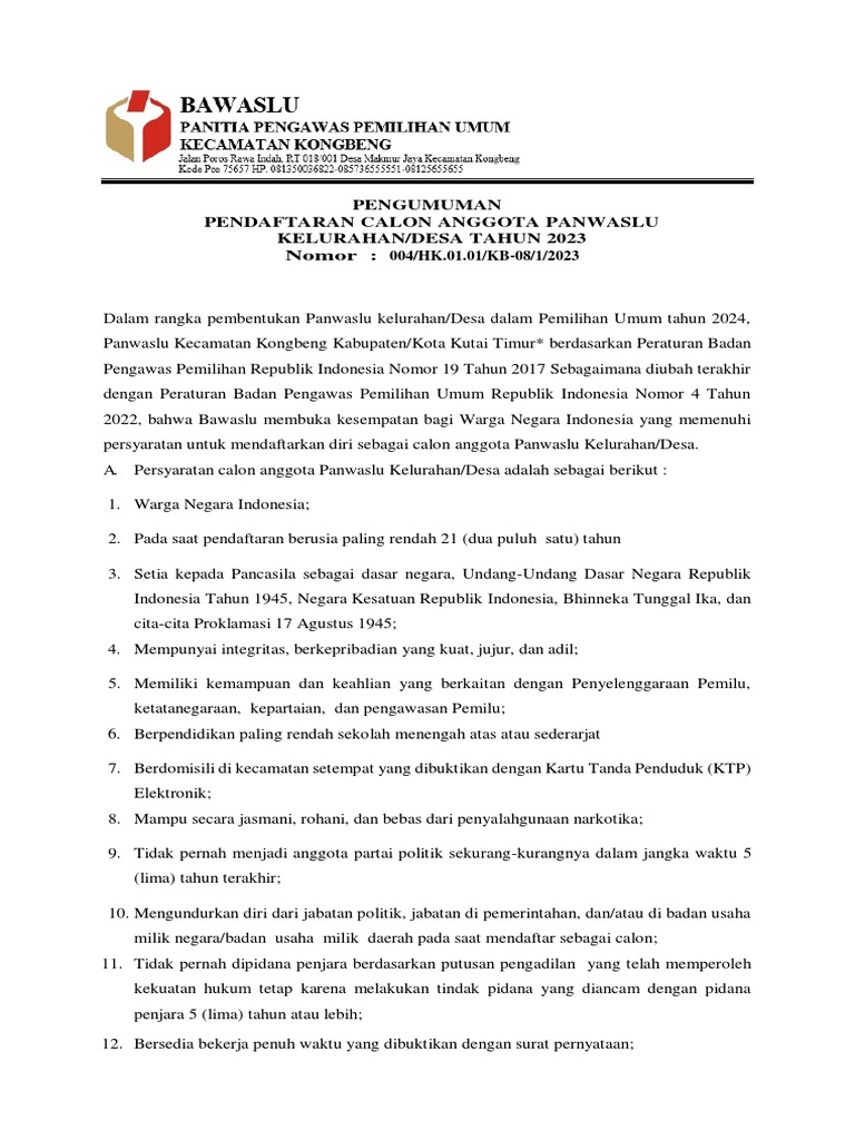 Pengumuman Dan Formulir Pendaftaran PKD | PDF Pengumuman Dan Formulir Pendaftaran PKD | PDF