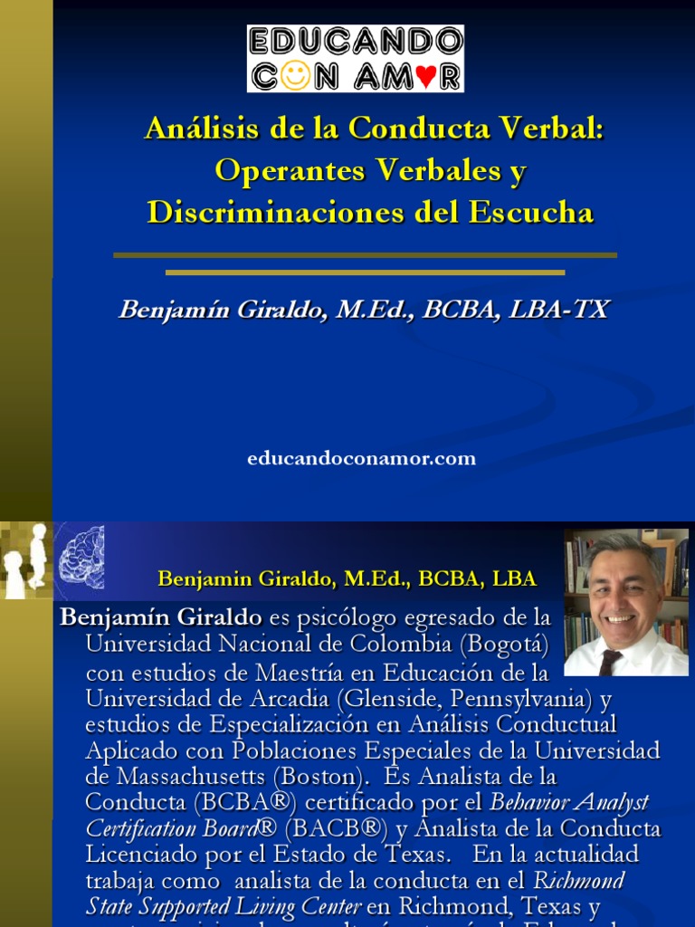 Análisis de La Conducta Verbal - Operantes Ver | PDF | Lenguaje de ...