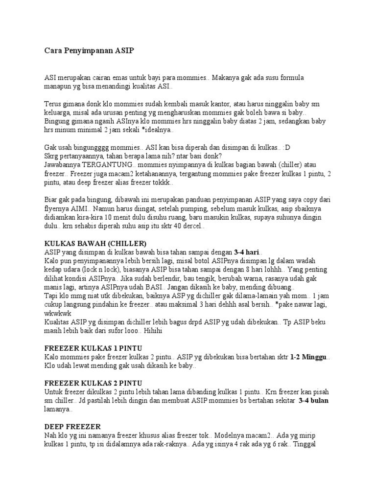 Cara Penyimpanan ASIP | PDF