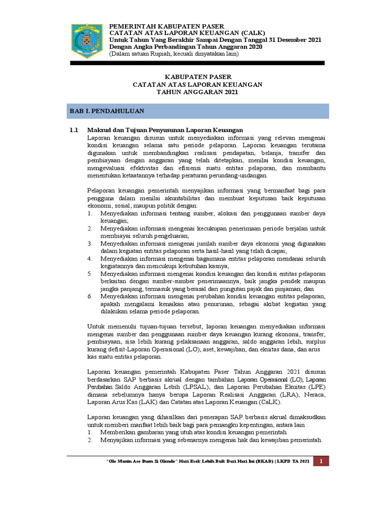 20CaLK 2021 Audited TTD TGL | PDF