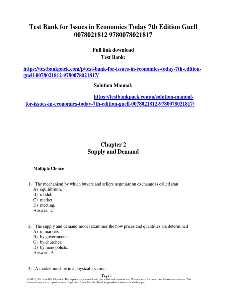 Test Bank for Economics Today 7th Ed. | PDF | Economic Equilibrium ...