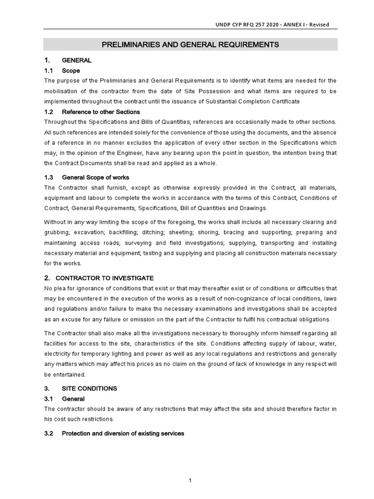 Preliminaries and General Requirements | PDF | Specification (Technical ...