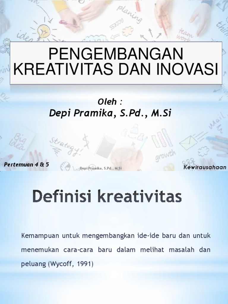 PENGEMBANGAN KREATIVITAS DAN INOVASI New | PDF