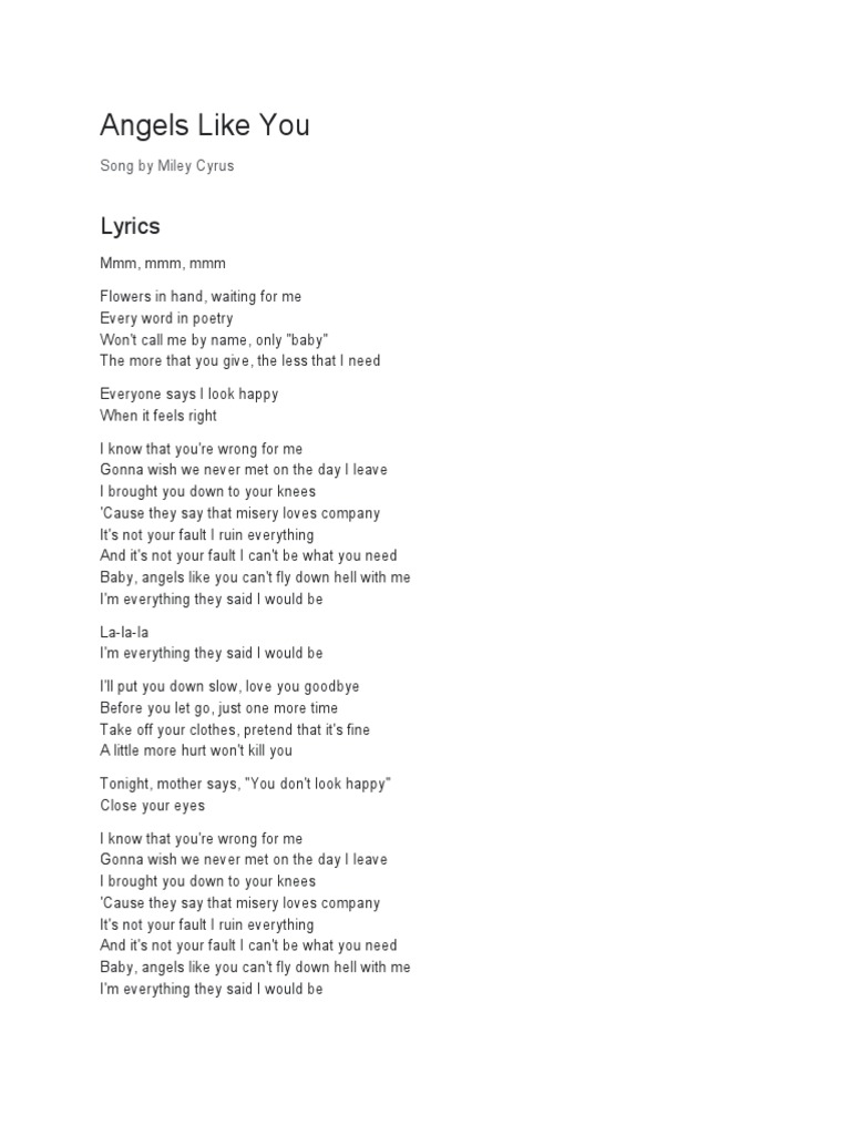 Angel Like You LYRICS | PDF