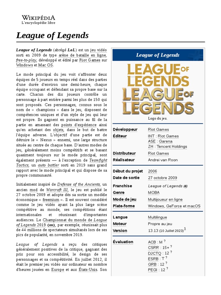 League of Legends: Overview and Details | PDF | Sports & Recreation ...