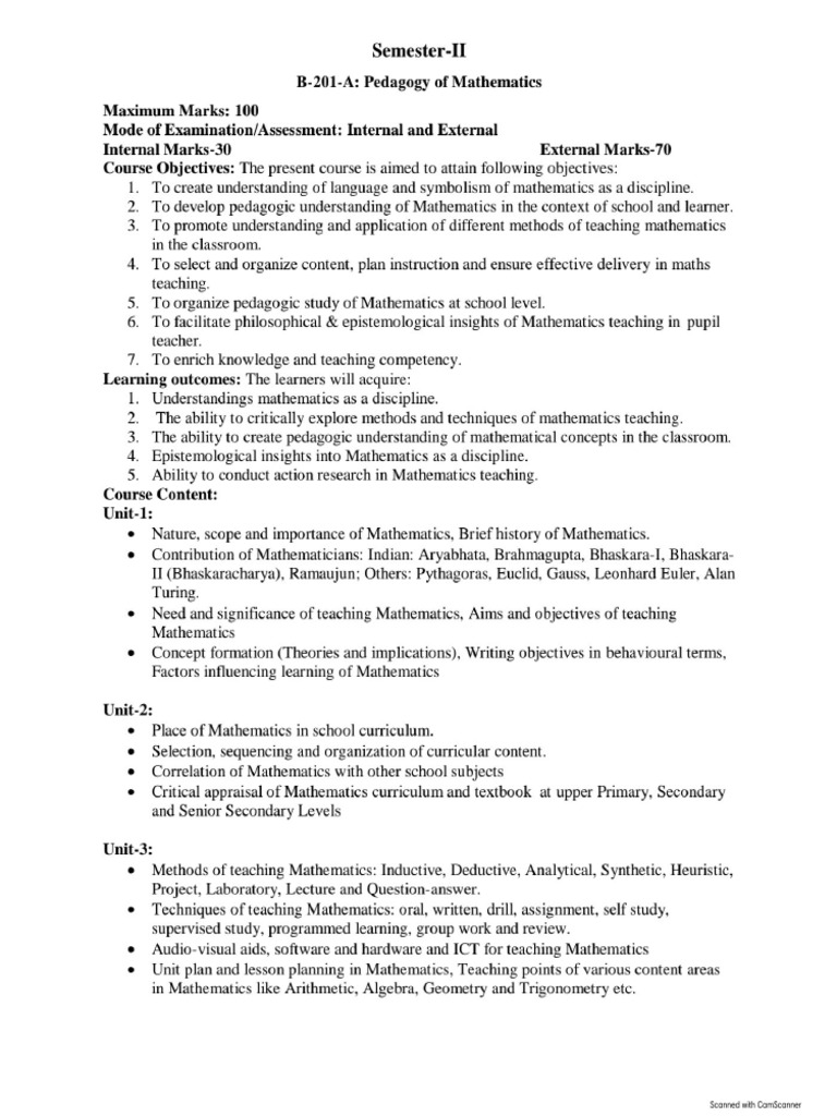 B.Ed. II Sem Syllabus | PDF