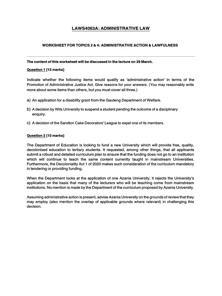 Admin+Law+ +Worksheet+for+Topic+2+&+3 | PDF