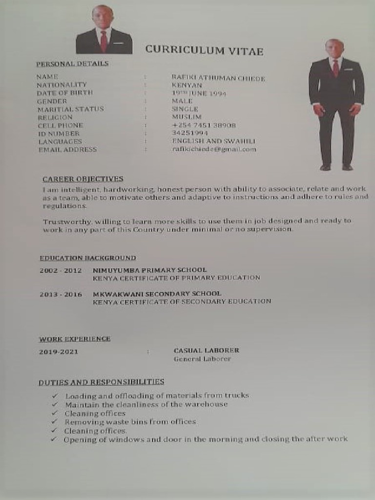 Rafiki CV 16 | PDF