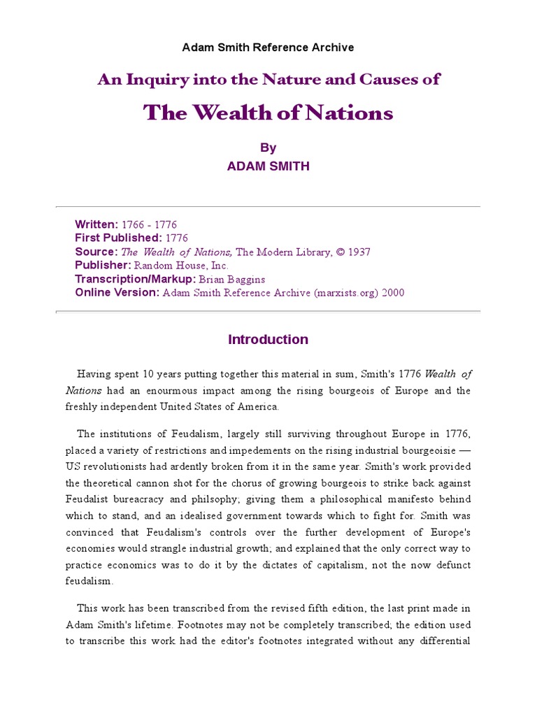 The Wealth of Nations (Smith) | PDF | Labour Economics | The Wealth Of Nations