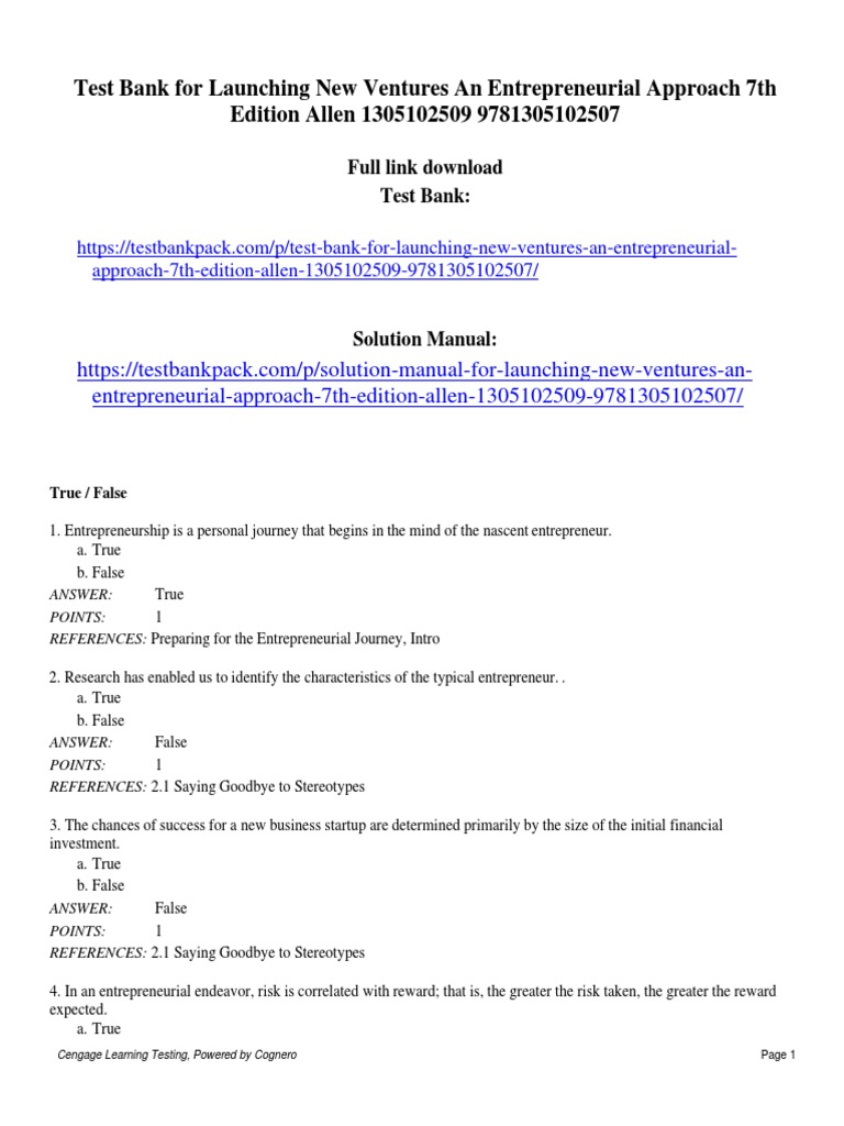 Launching New Ventures An Entrepreneurial Approach 7th Edition Allen ...
