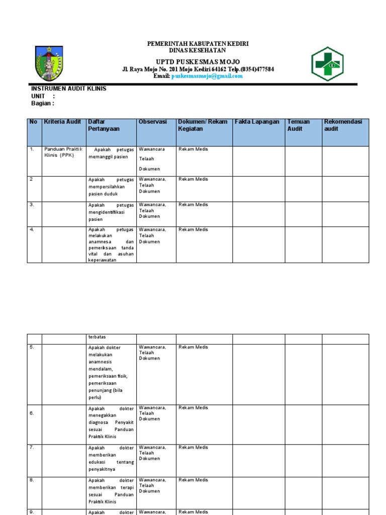Instrumen Audit Klinis 2023 | PDF | Kesehatan Holistik