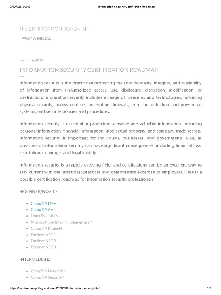 InfoSec Certification Guide | PDF | Information Security | Security