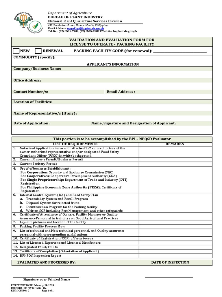 BPI Q Form No. 10e | PDF | Food Safety | Economies