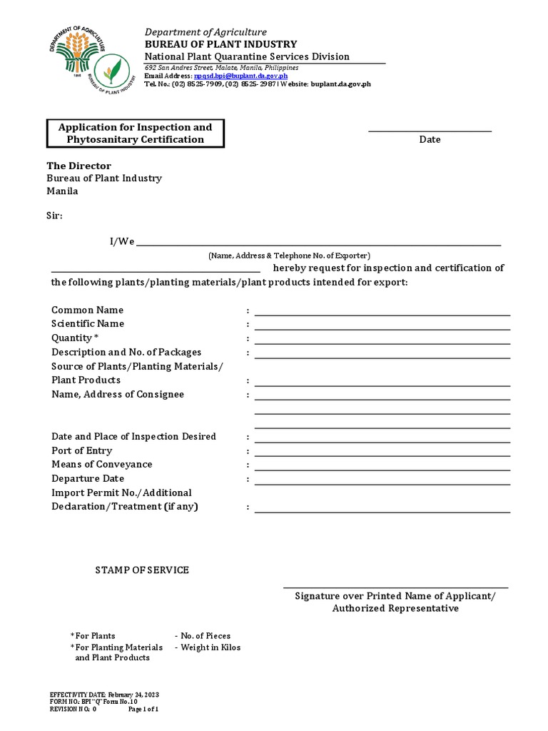 BPI Q Form No. 10 | PDF