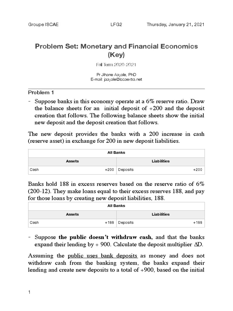 Exercises FME LFG2 Key | Download Free PDF | Money Supply | Reserve Requirement
