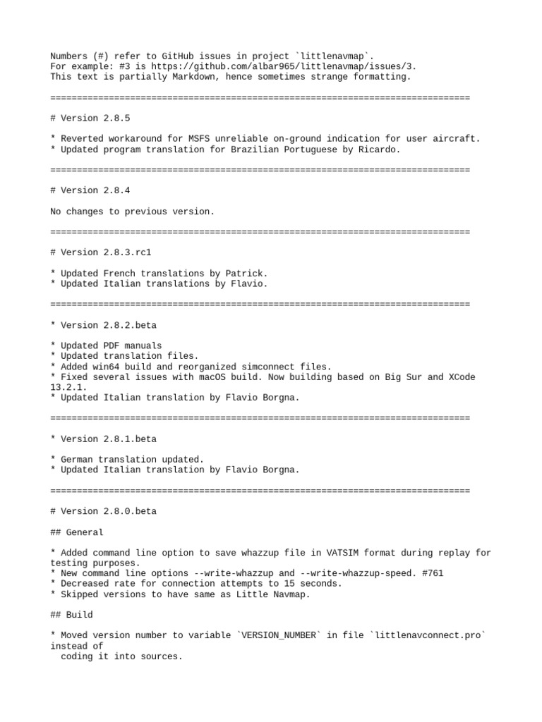 CHANGELOG LittleNavconnect | PDF | Mac Os | Computer File