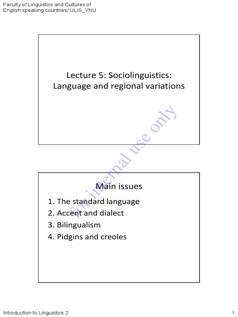 Lecture 5 Sociolinguistics Regional Variations | PDF Lecture 5 Sociolinguistics Regional Variations | PDF
