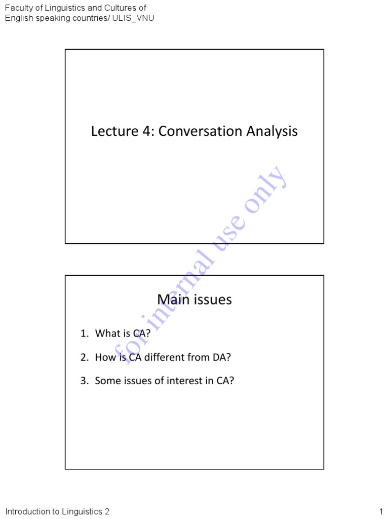 Lecture 4 - Conversation Analysis | PDF
