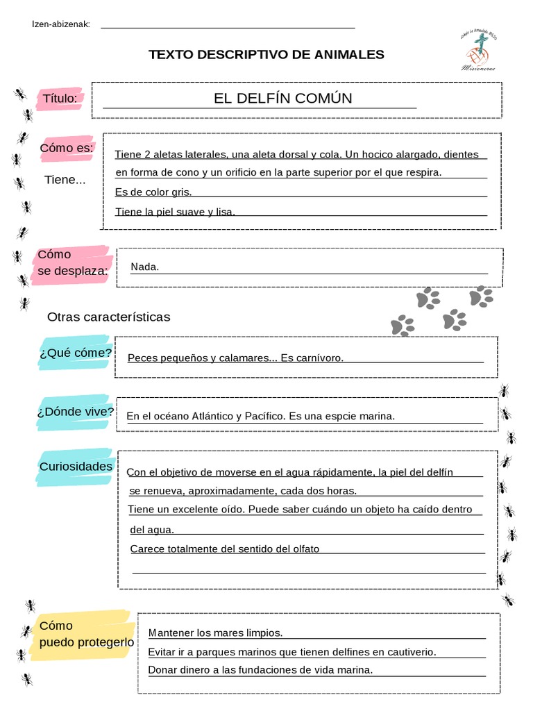 EL DELFÍN Plantilla Textos Descriptivo Animales | PDF