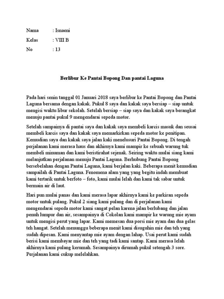 Berlibur Ke Pantai Bopong Dan Pantai Laguna | PDF
