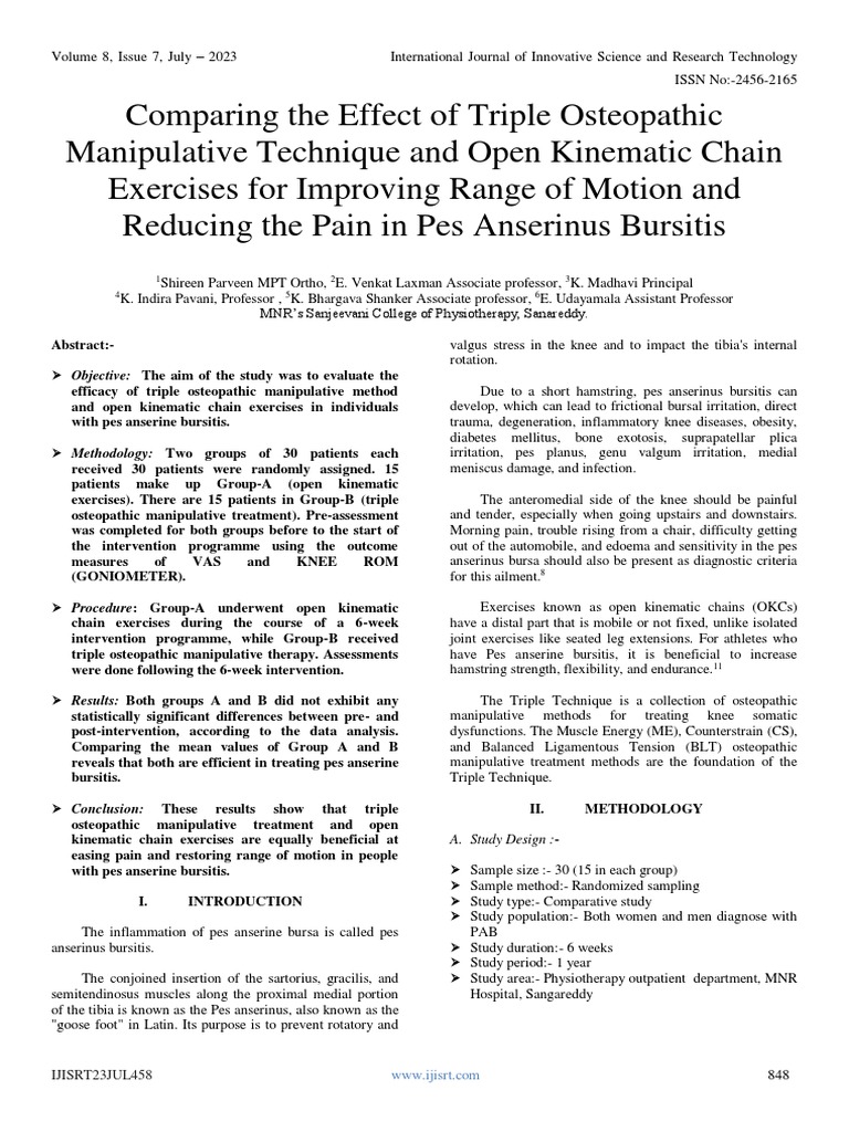 Comparing The Effect of Triple Osteopathic Manipulative Technique and ...