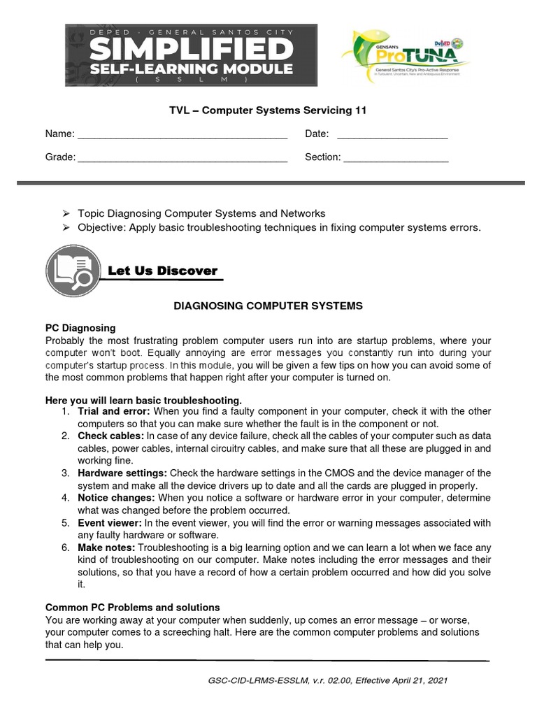 Diagnosing Computer Systems And Networks Pdf Troubleshooting Booting